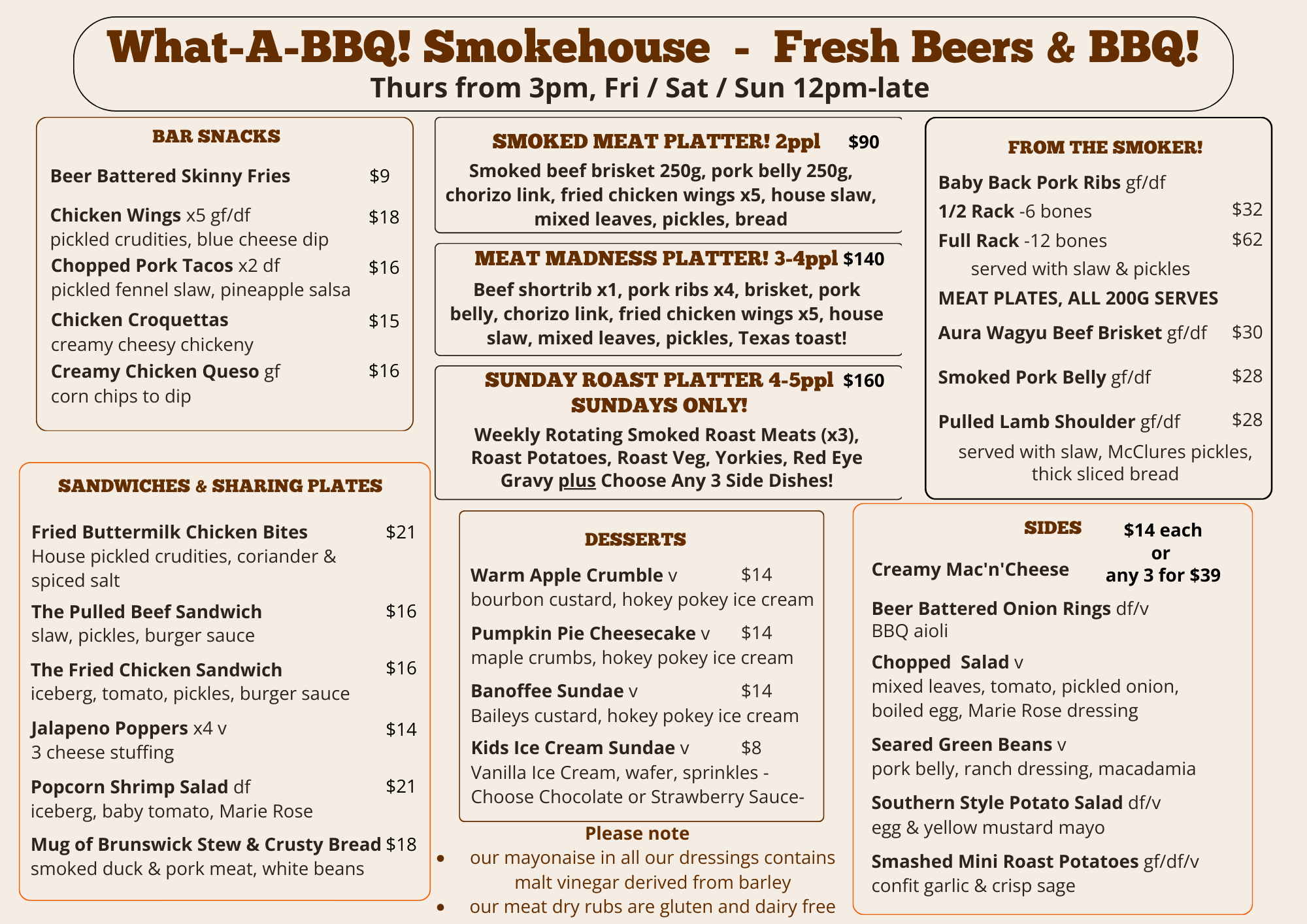 Smokehouse Menu WhataBBQ