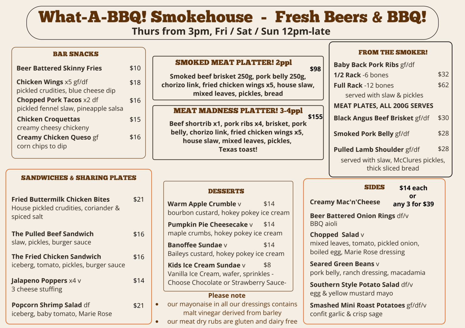 Smokehouse Menu WhataBBQ